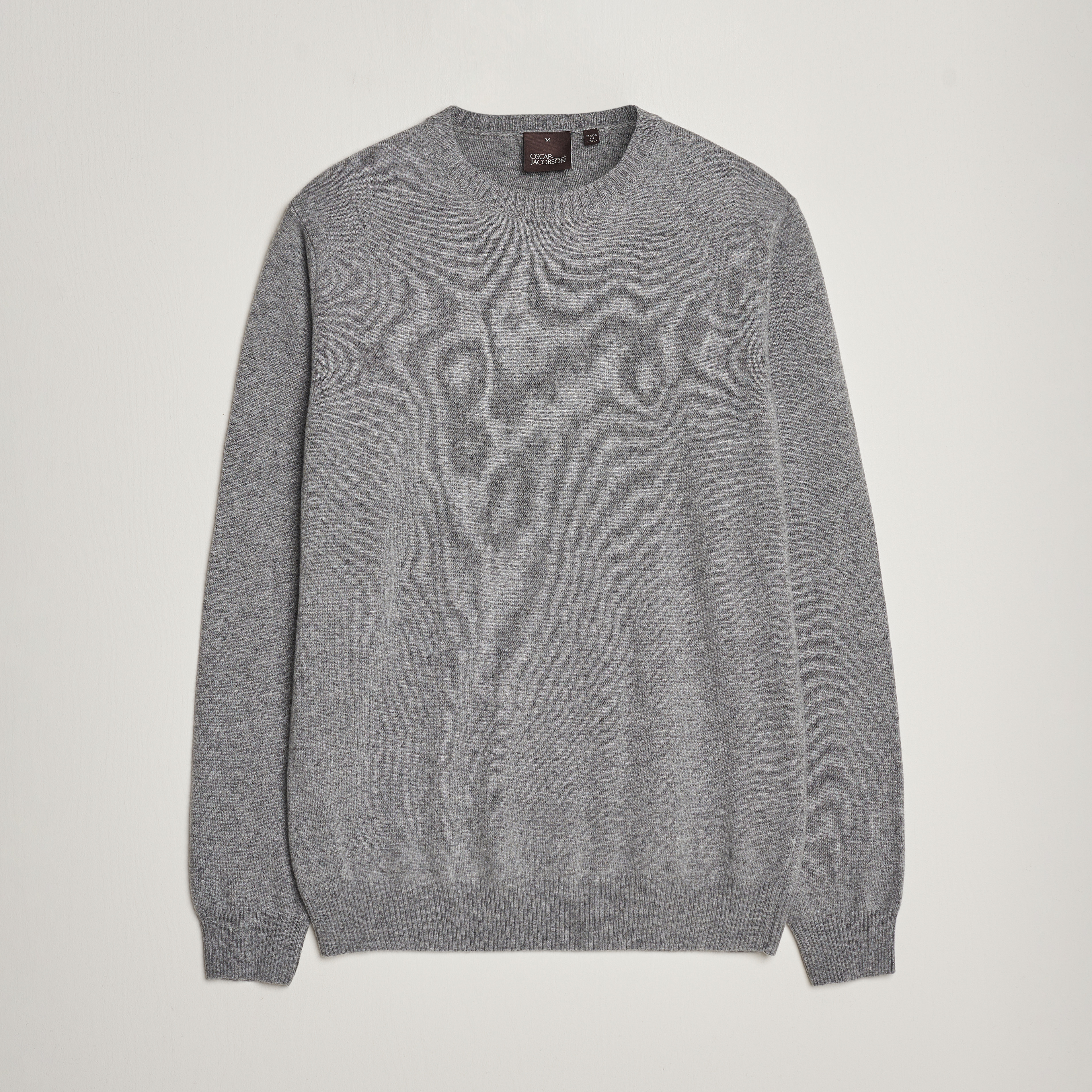 Oscar Jacobson Valter Wool/Cashmere Round Neck Light Grey | Man - CareOfCar