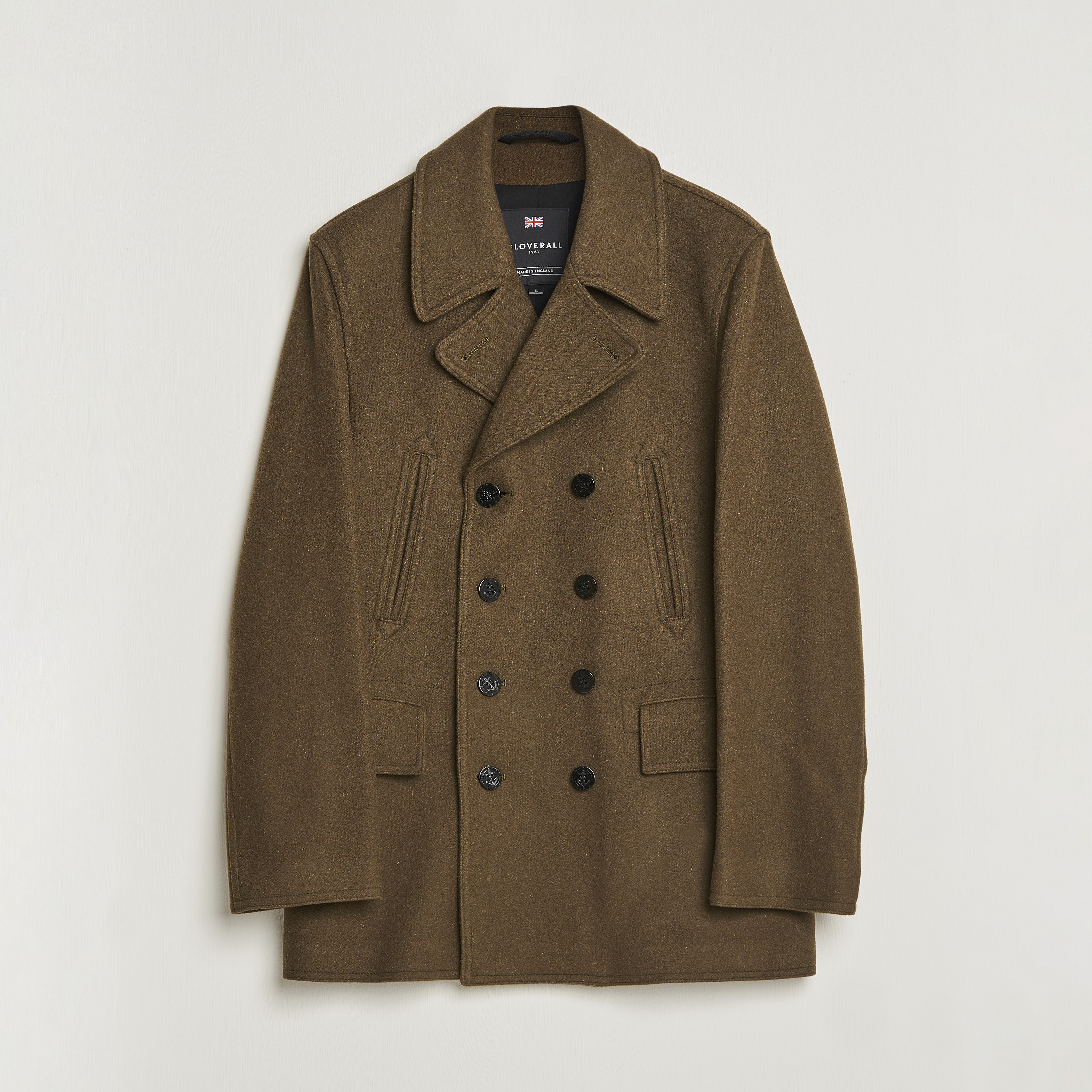 Gloverall Churchill Reefer Peacoat Loden Green | Man - CareOfCarl.nl