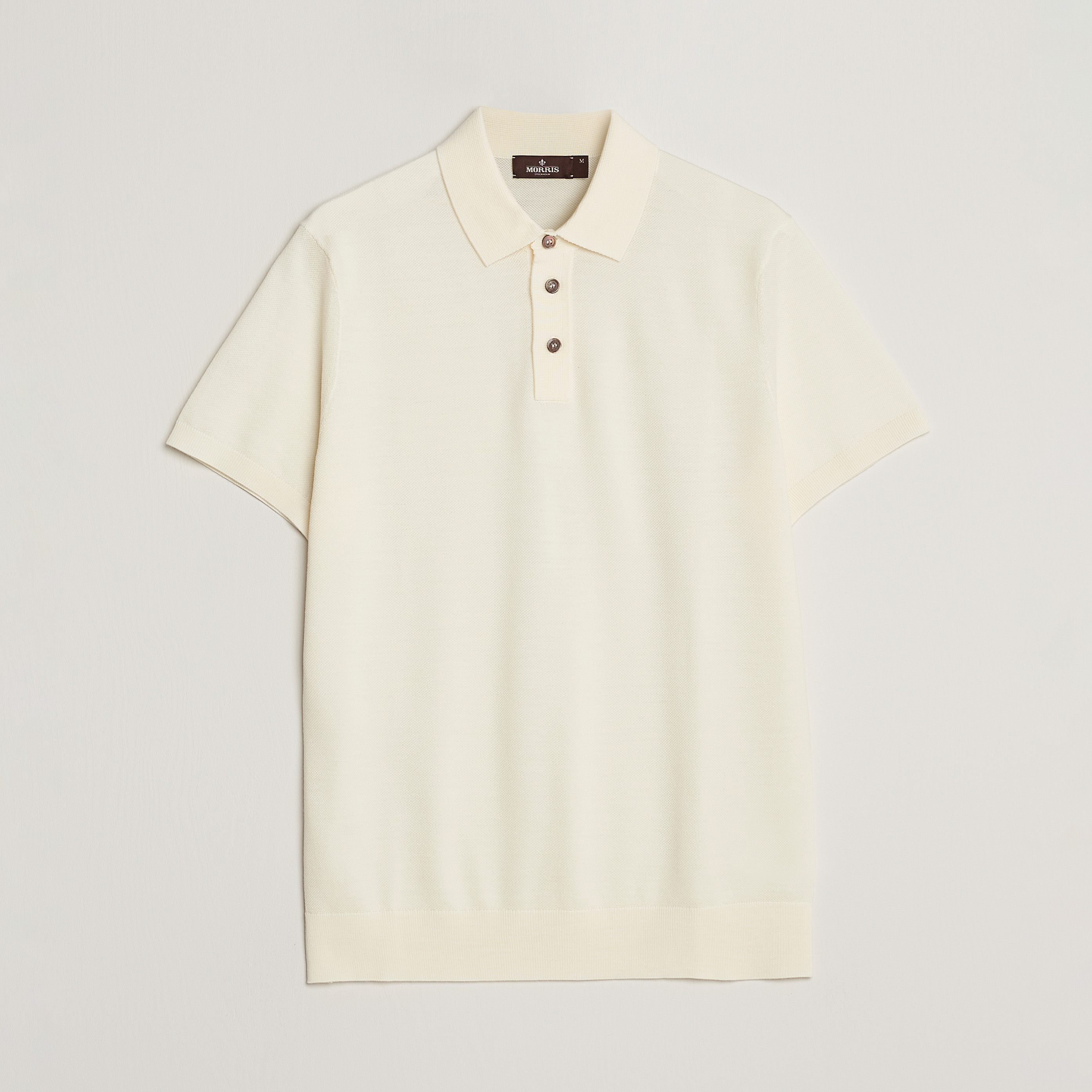 Morris Heritage Alberto Knitted Short Sleeve Polo Shirt Off White | Man - C