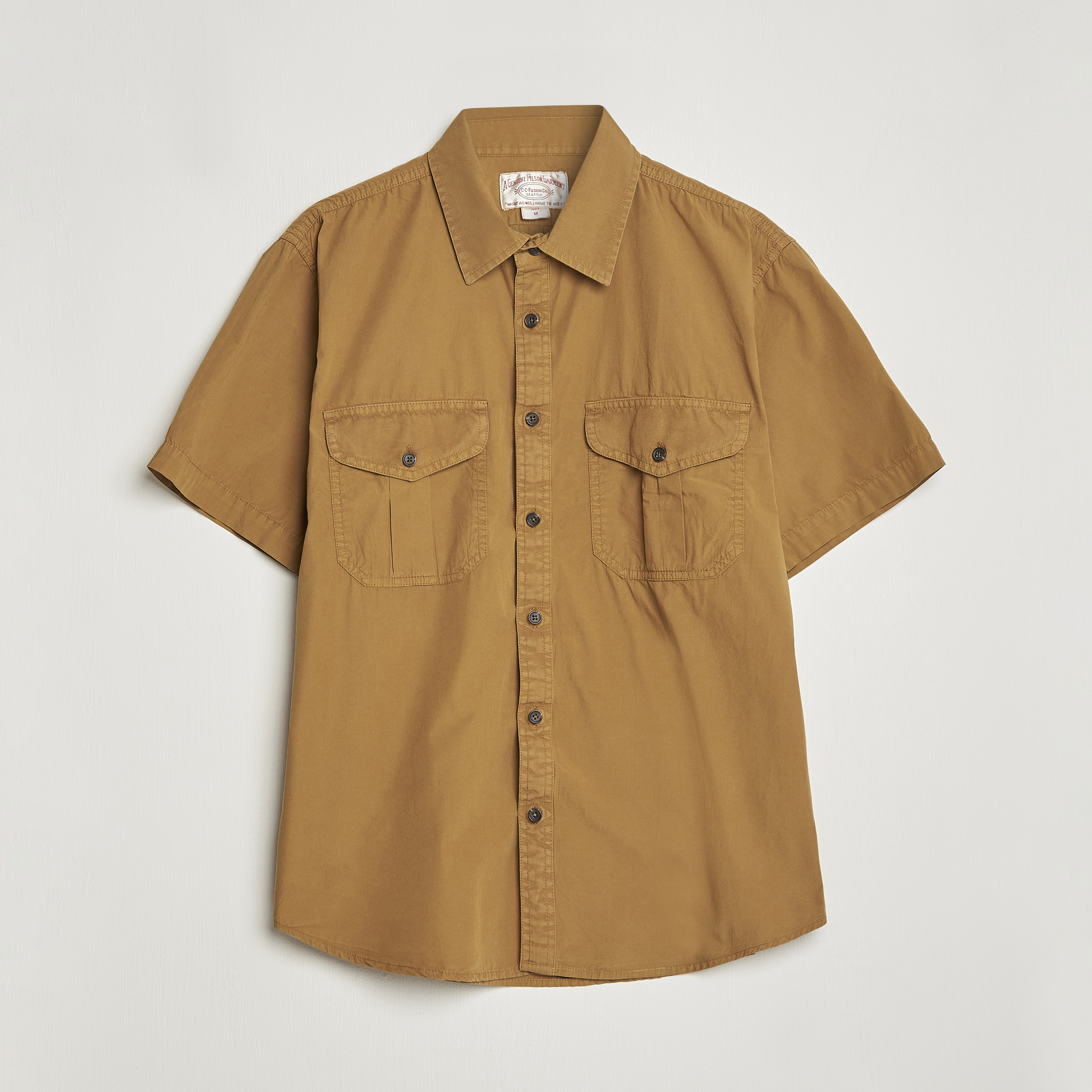 Filson Washed Feather Cloth Short Sleeve Shirt Gold Ochre | Man - CareOfCar