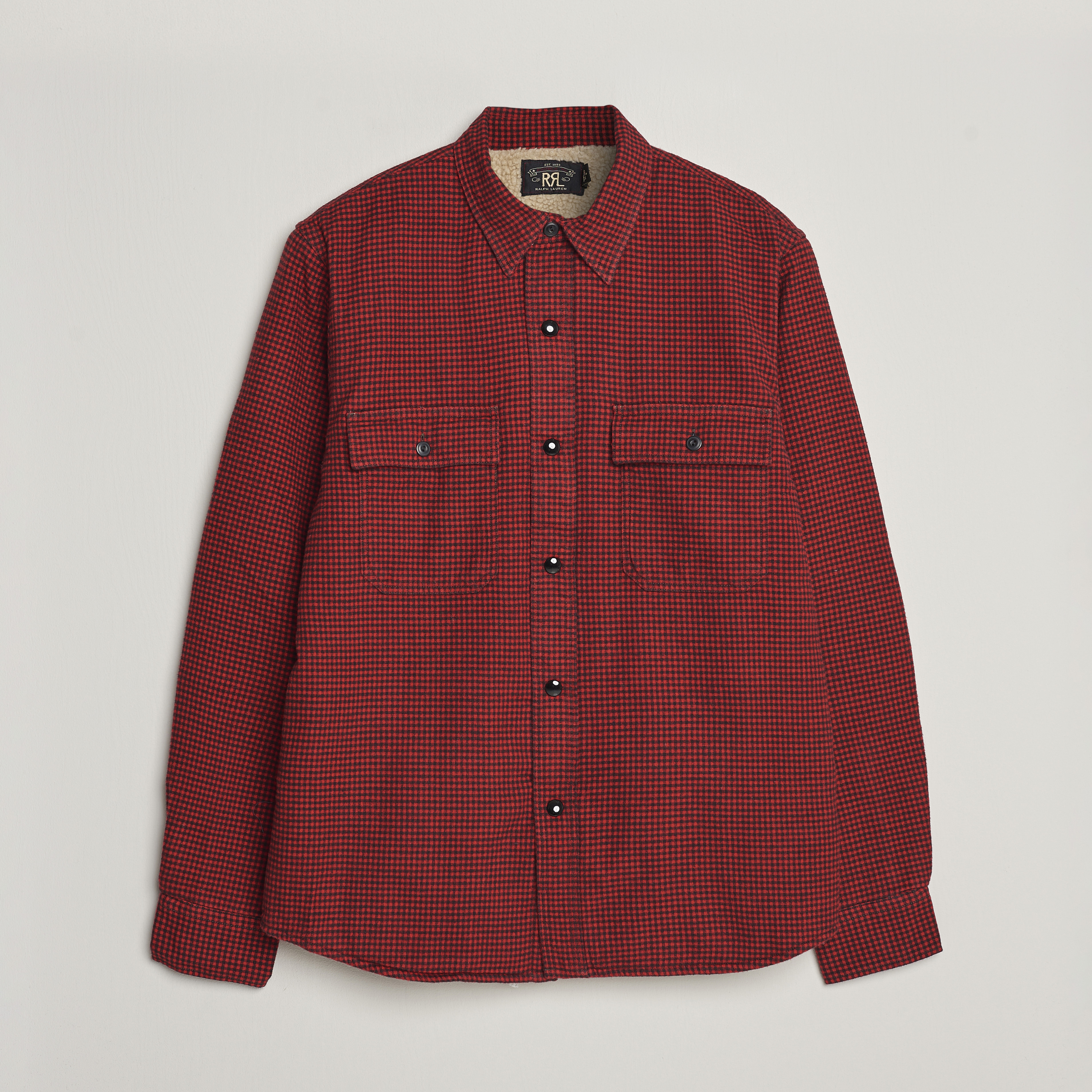 RRL Vermont Shearling Lined Shirt Jacket Red/Black | Man - CareOfCarl.nl