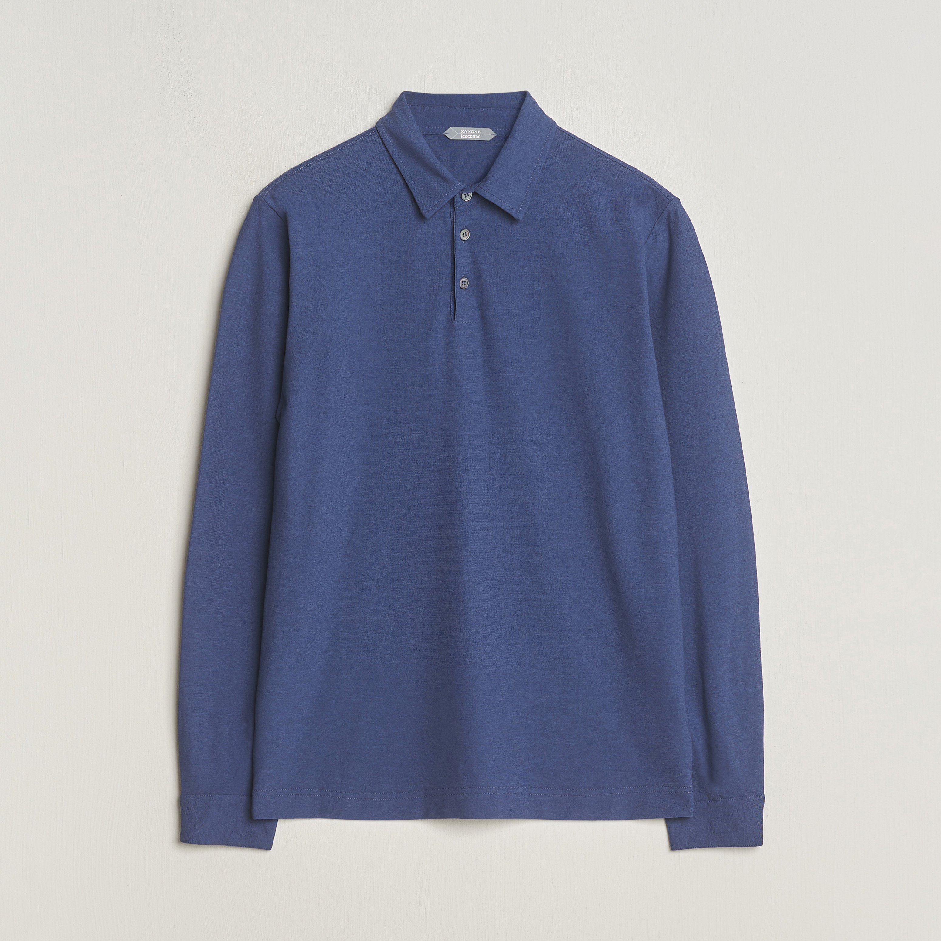 Zanone Ice Cotton Long Sleeve Polo Steel Blue | Man - CareOfCarl.nl
