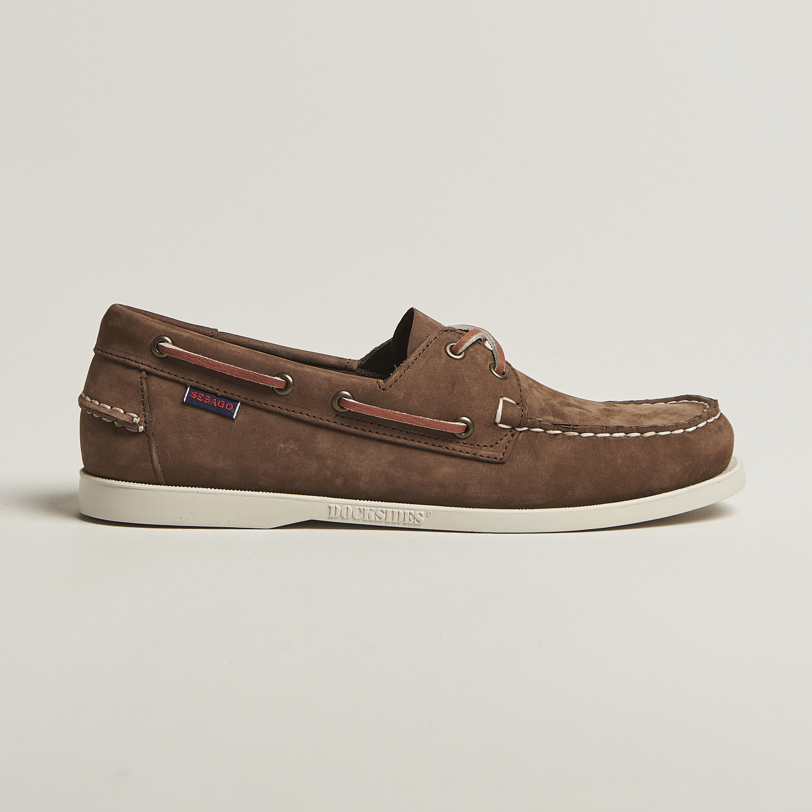 Sebago Docksides Portland Nubuck Boat Shoe Dark Brown | Man - CareOfCarl.nl