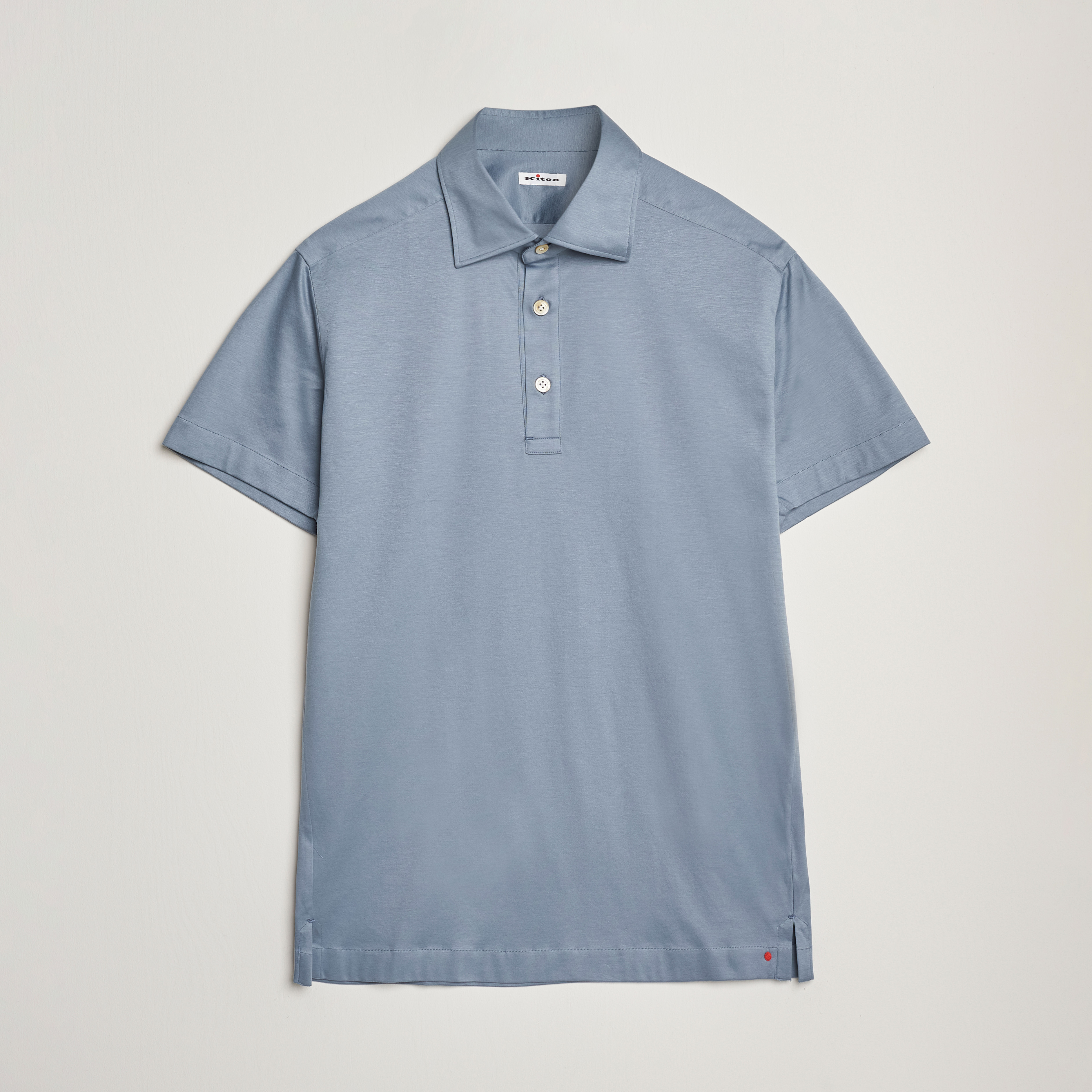 Kiton Short Sleeve Jersey Polo Steel Blue | Man - CareOfCarl.nl