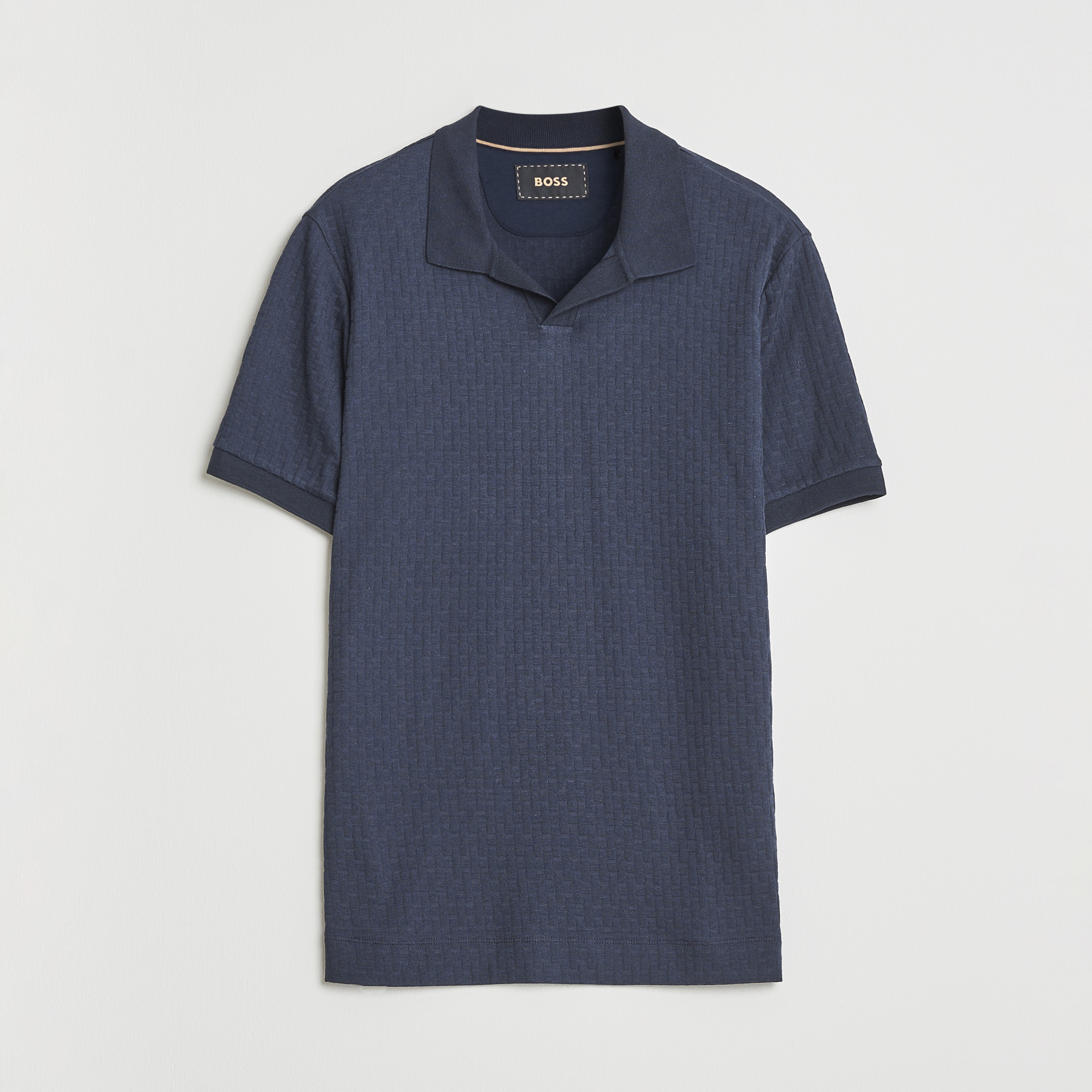 BOSS CAMEL Parson Structured Open Collar Polo Dark Blue | Man - CareOfCarl.