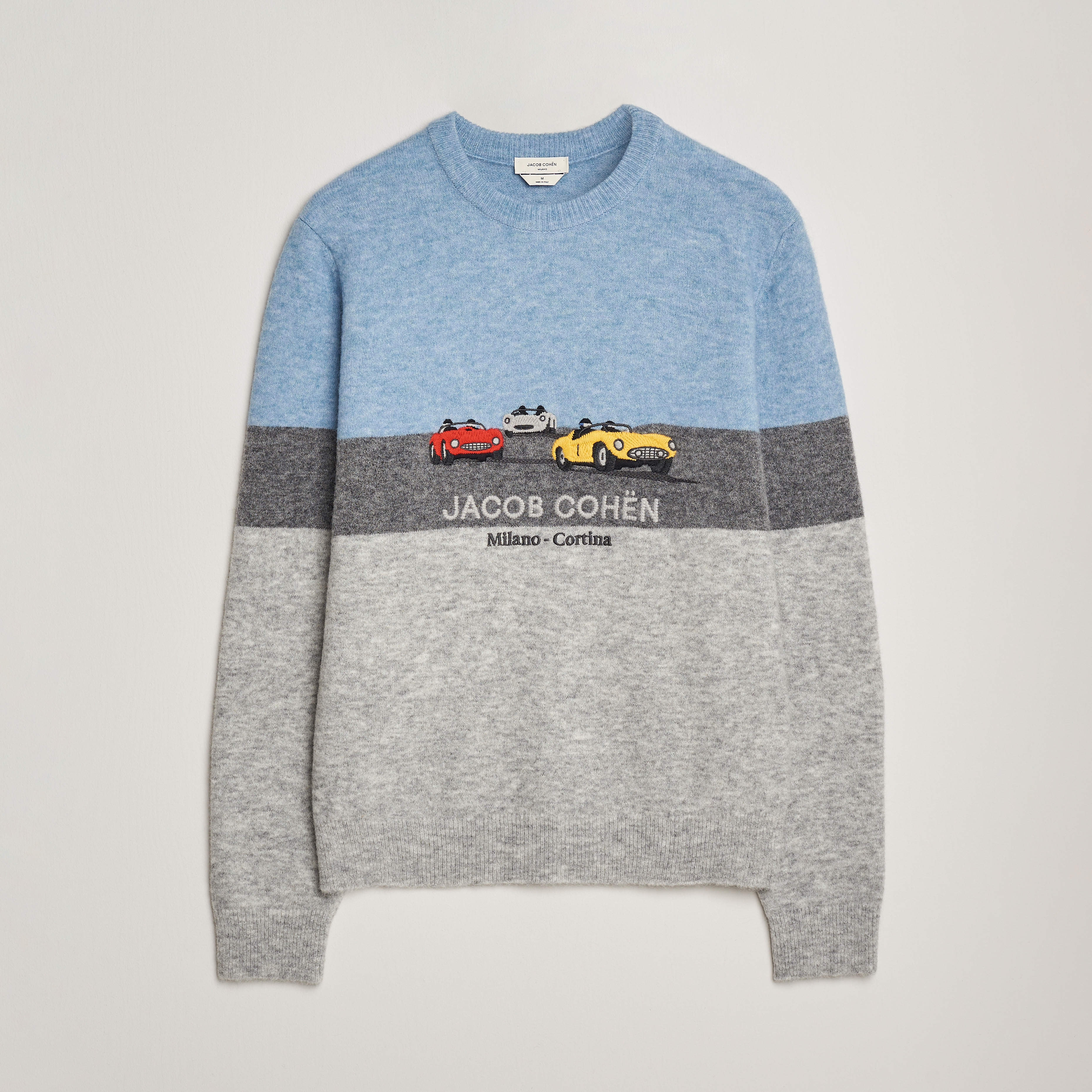 Jacob Cohën Embroidery Knitted Milano-Cortina Crew Neck Grey/Blue | Man - C