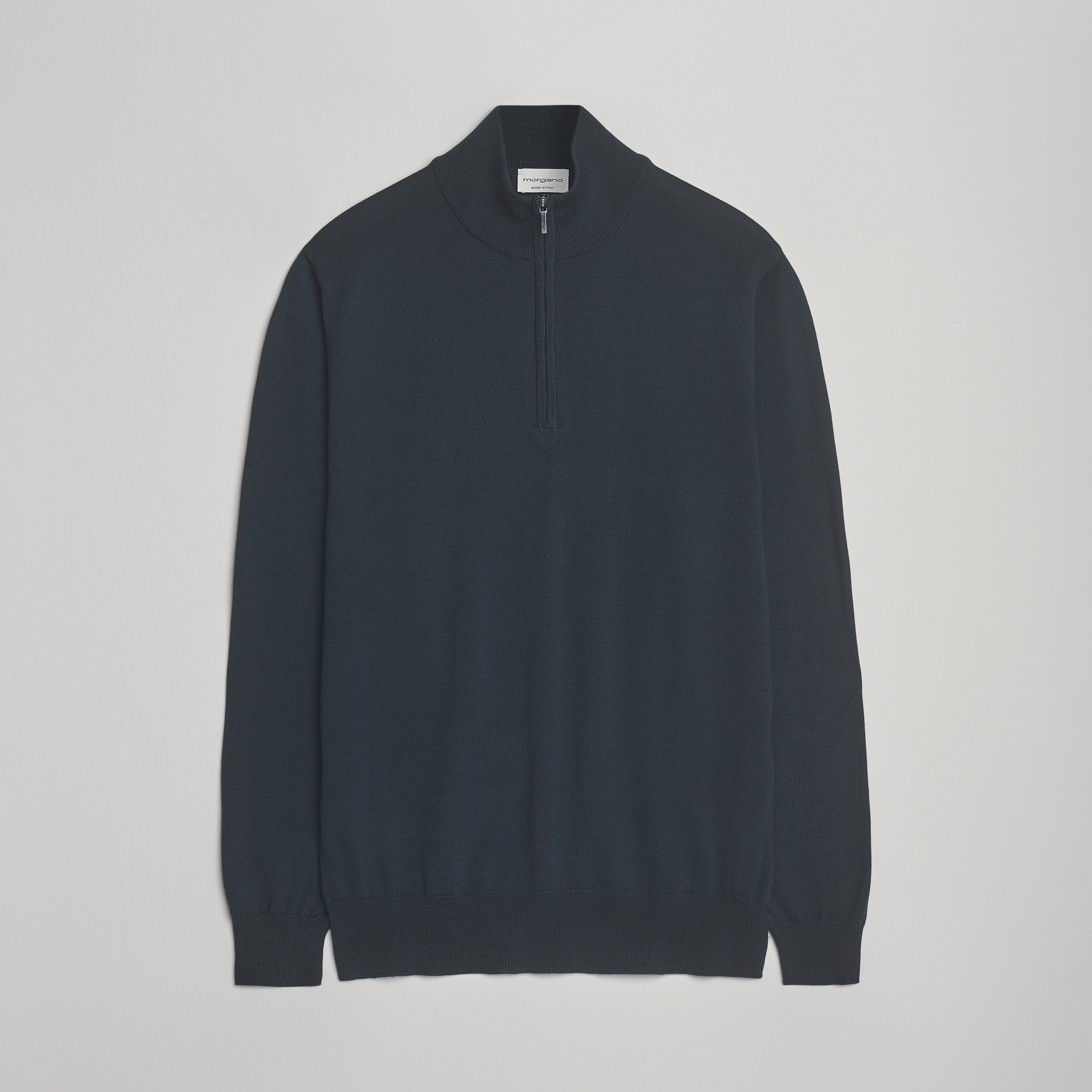 Morgano Extra Fine Merino Wool Half-Zip Bottle Green | Man - CareOfCarl.nl